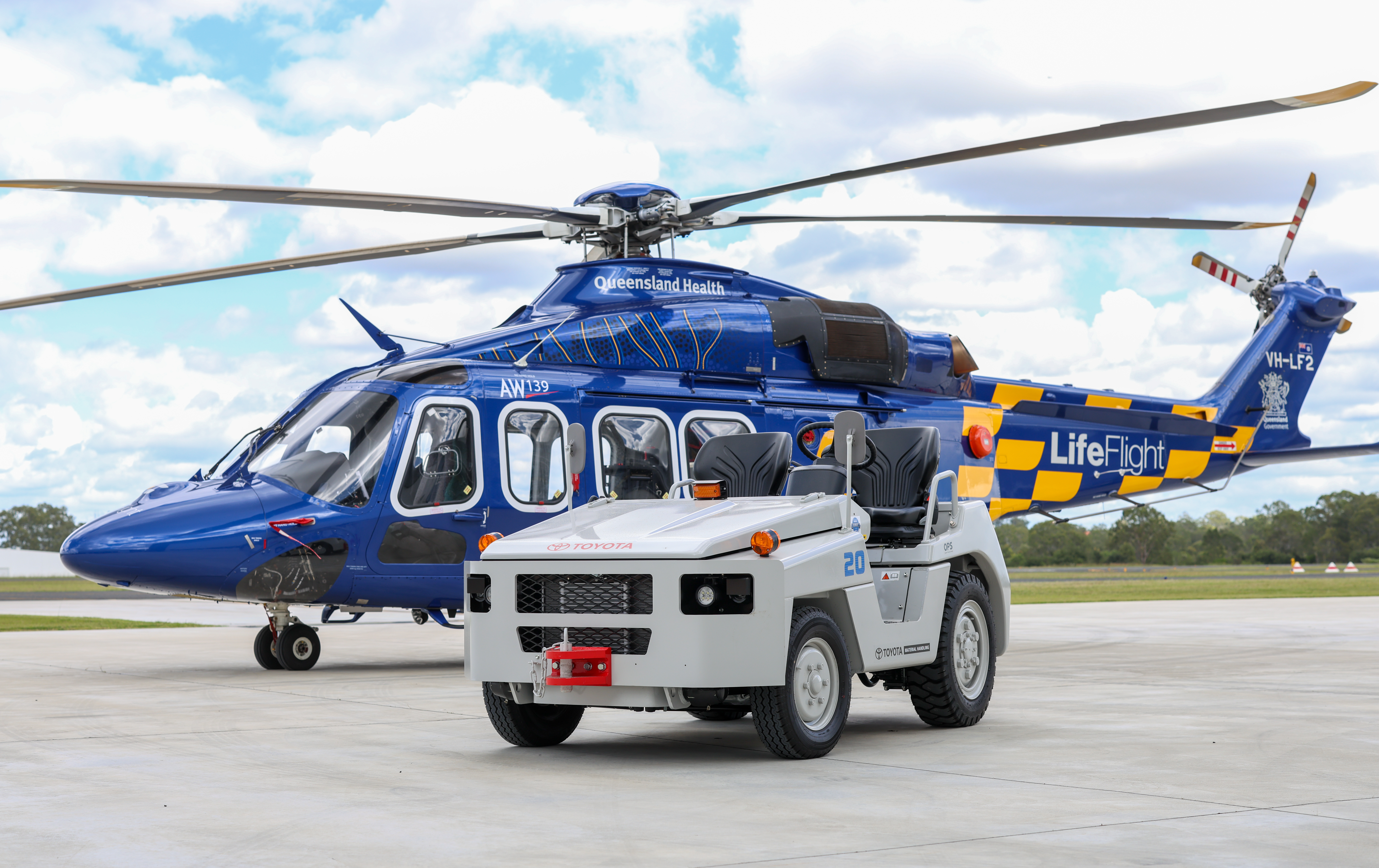 TOYOTA TOW TRACTORS PULL THEIR WEIGHT IN HELICOPTER RESCUES.